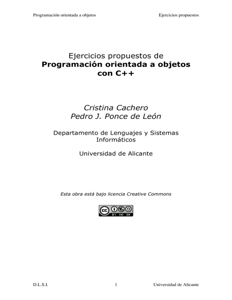 Ejercicios propuestos de Programación orientada a objetos