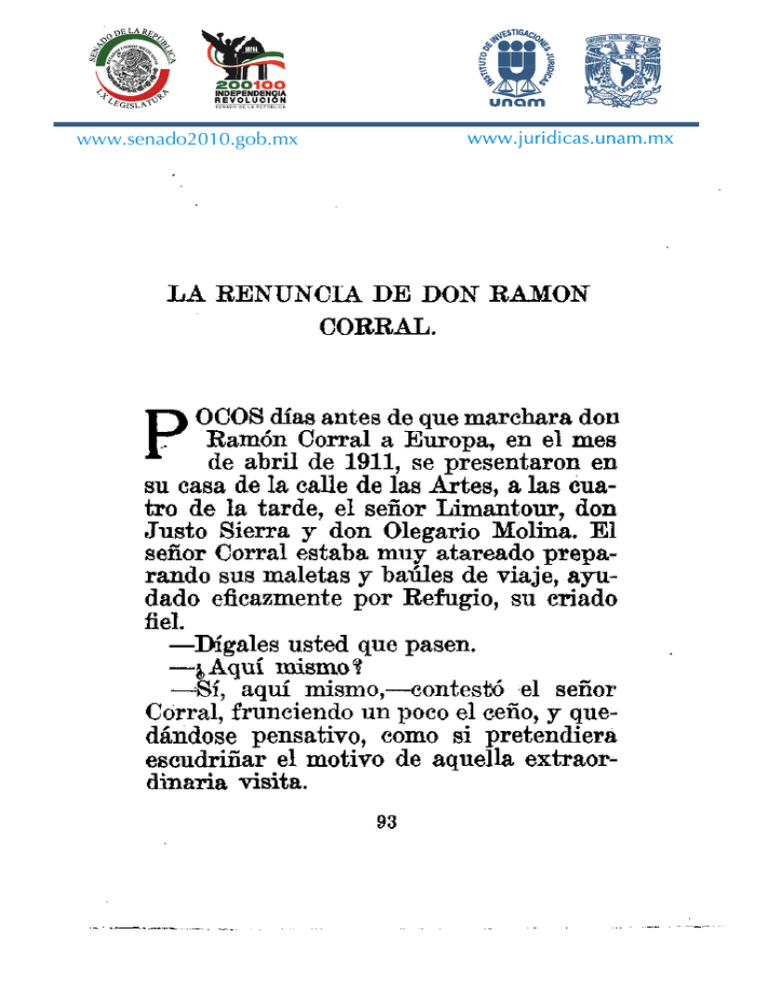 La renuncia de don Ramón Corral