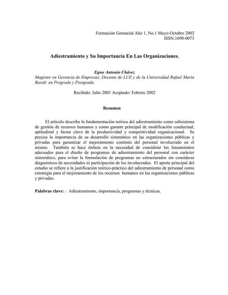 Adiestramiento y Su Importancia En Las Organizaciones.