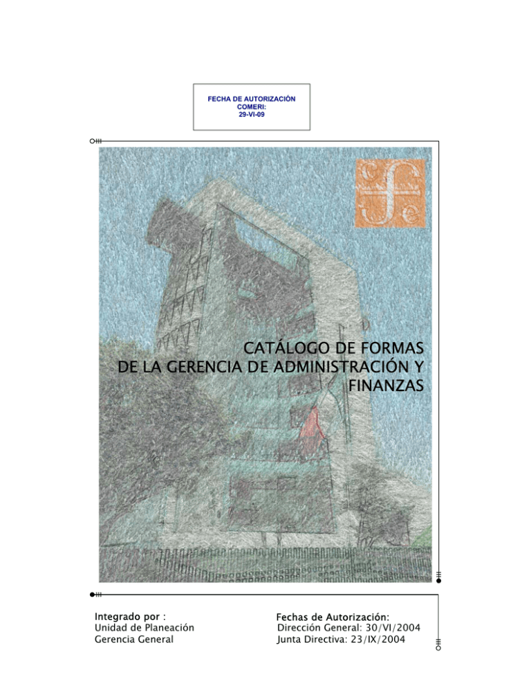 catálogo de formas de la gerencia de administración y finanzas