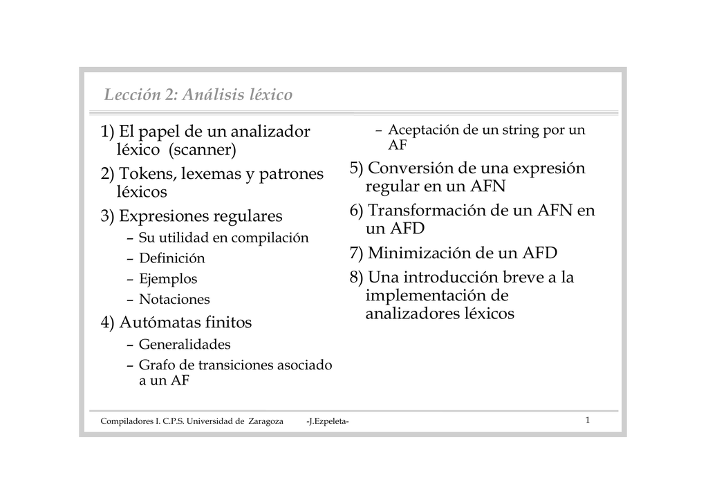 Análisis léxico - Introducción