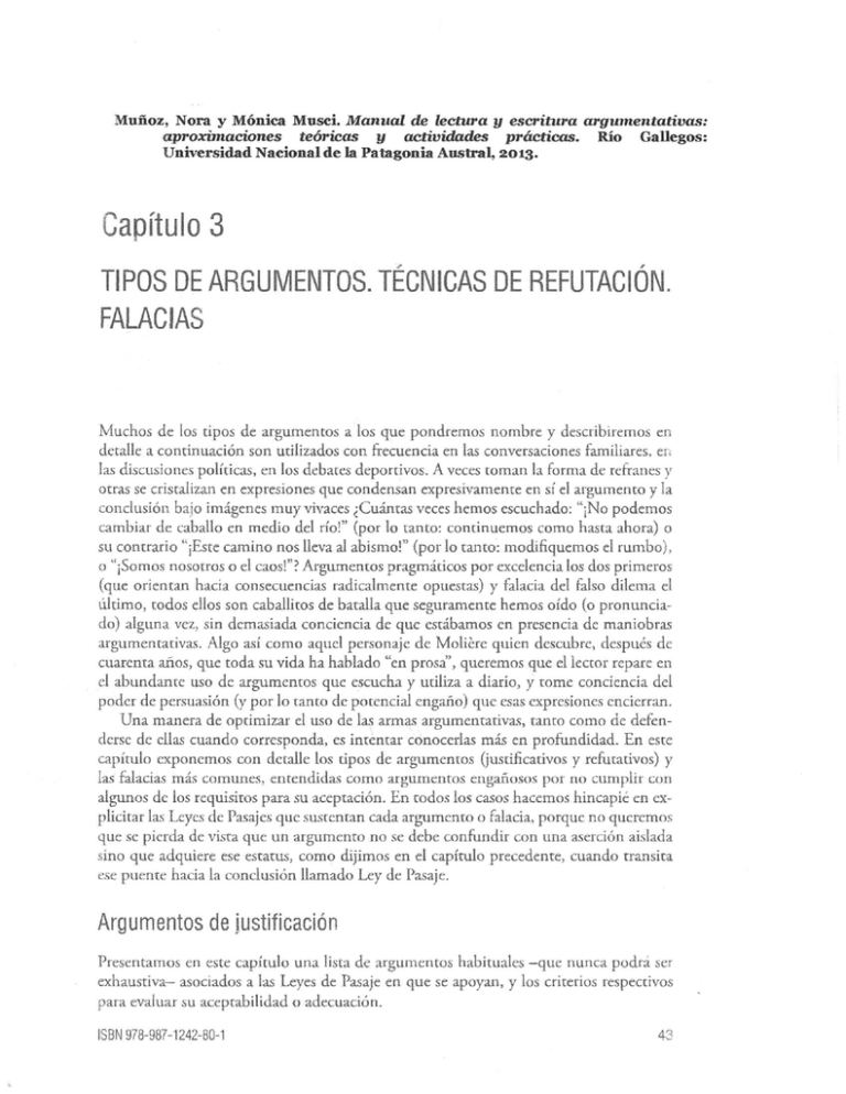 Tipos de argumentos . Técnicas de refutación. Falacias