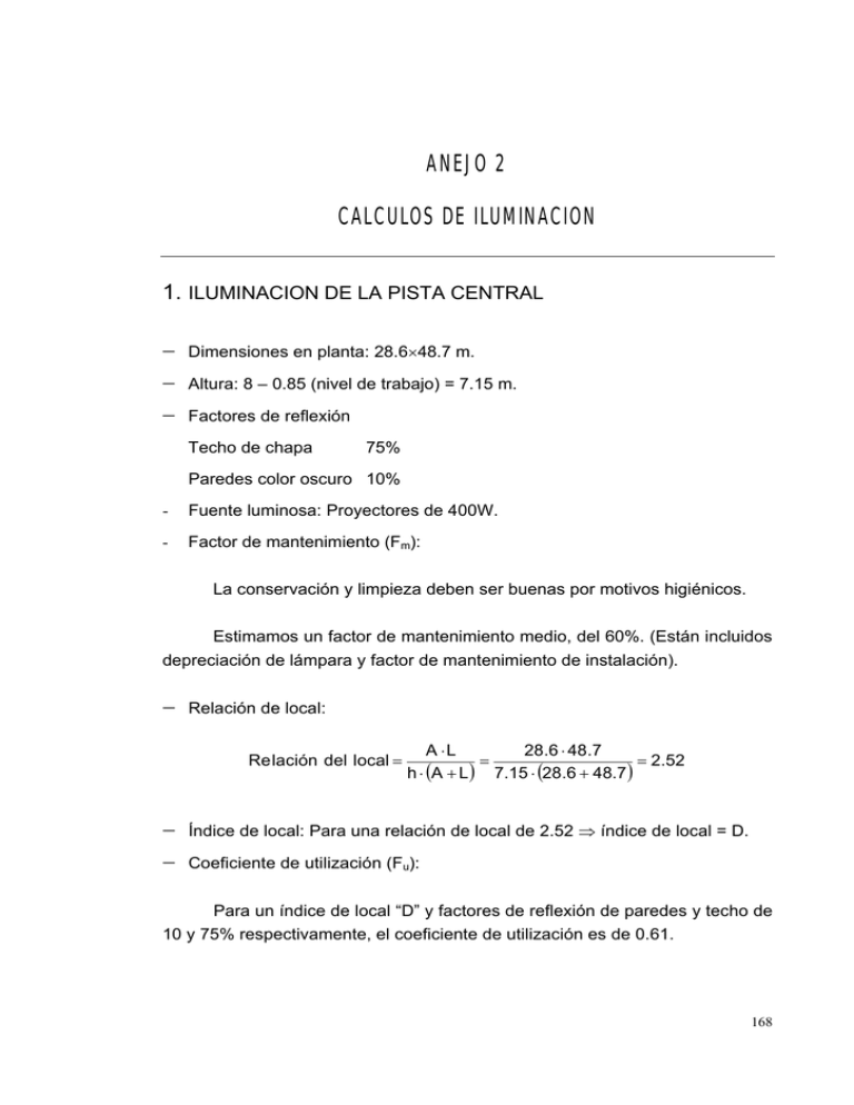 ANEJO 2 CALCULOS DE ILUMINACION