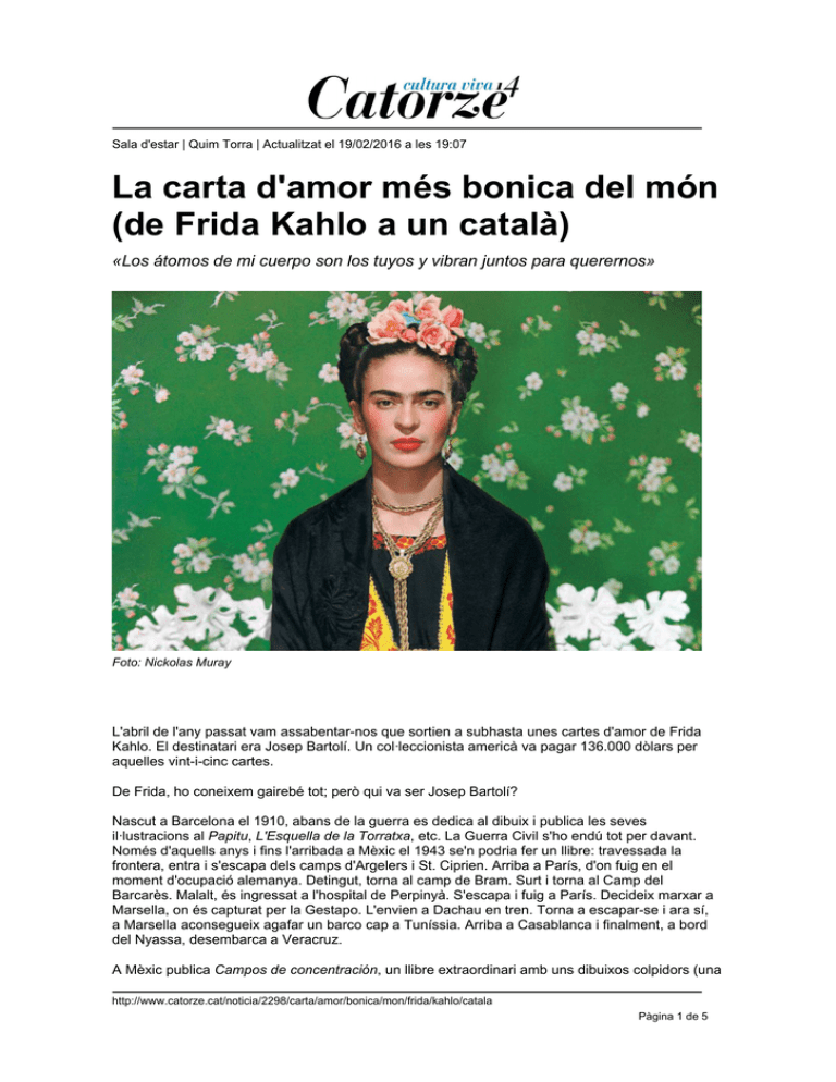 La carta d`amor més bonica del món (de Frida Kahlo a