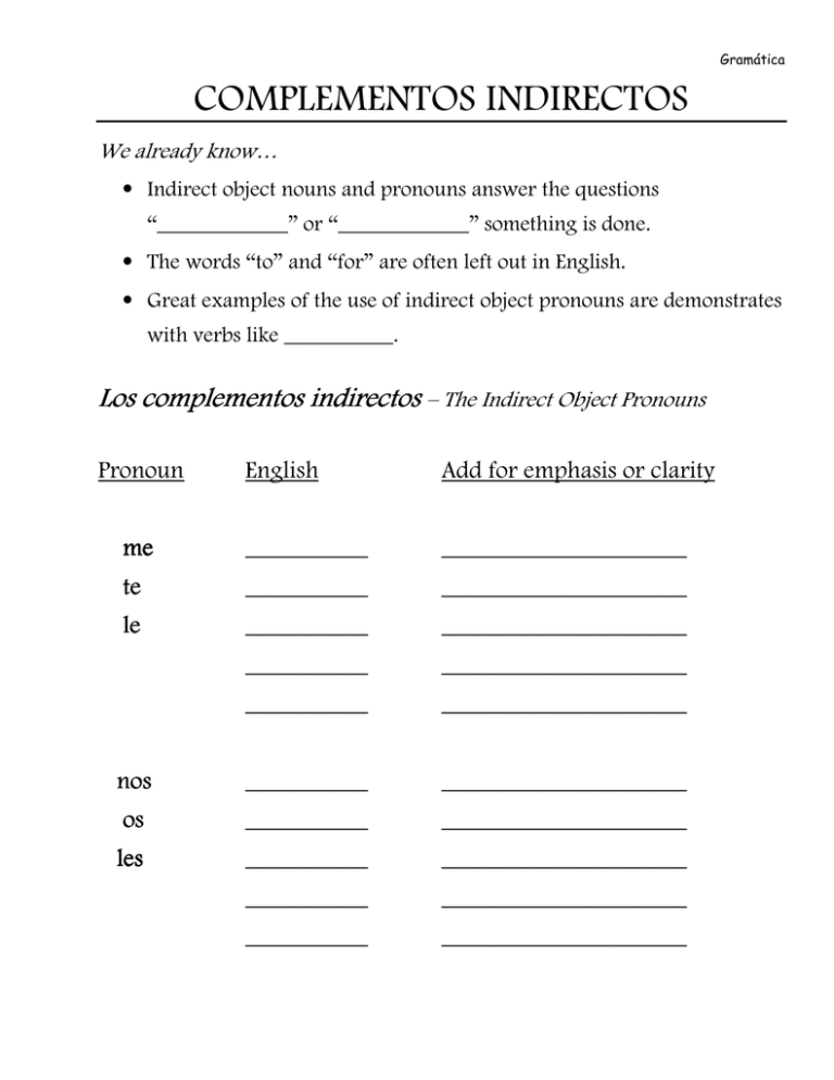 COMPLEMENTOS INDIRECTOS