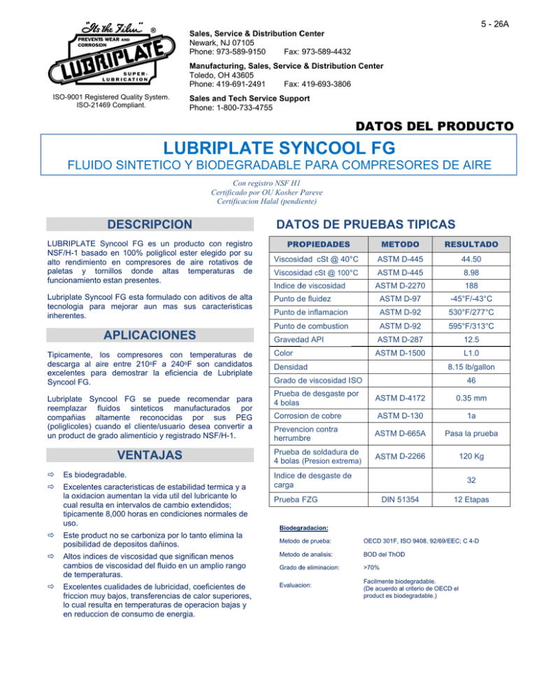 Syncool FG - Lubriplate
