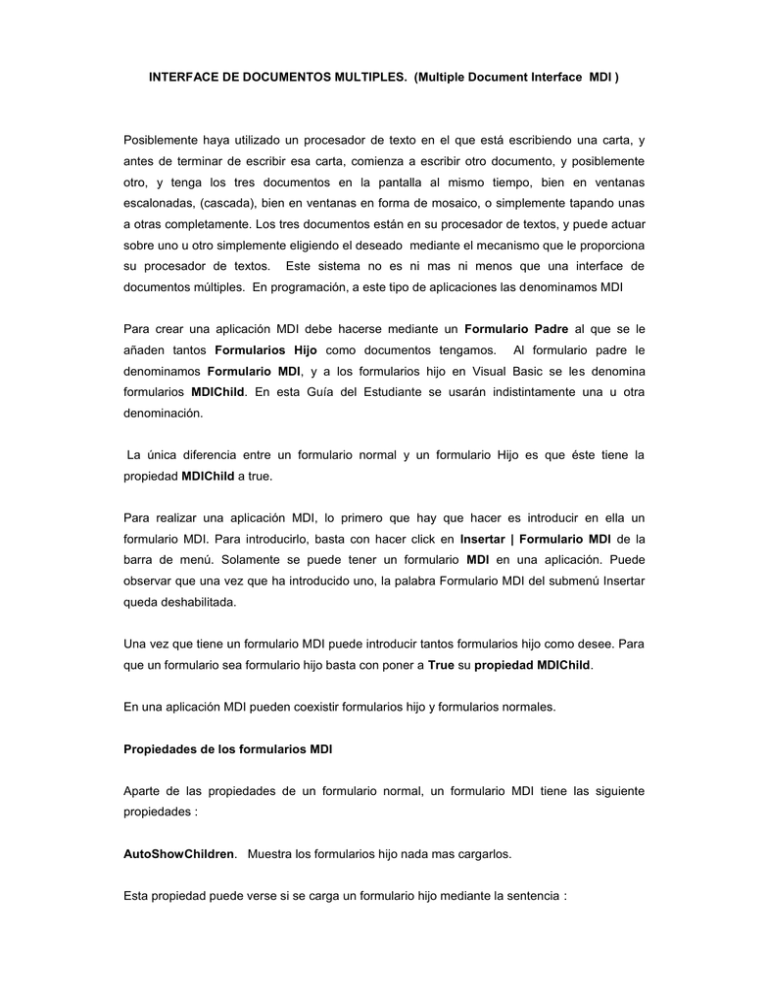 Multiple Document Interface MDI