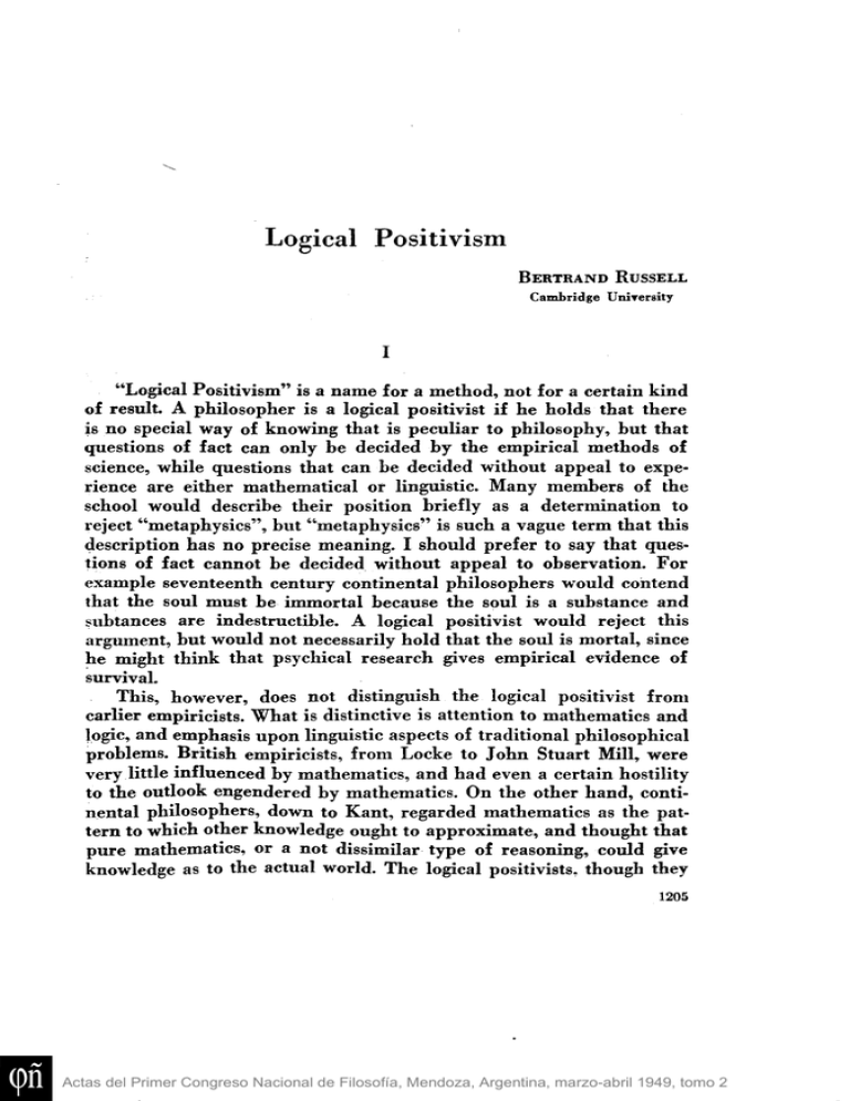 Logical Positivism