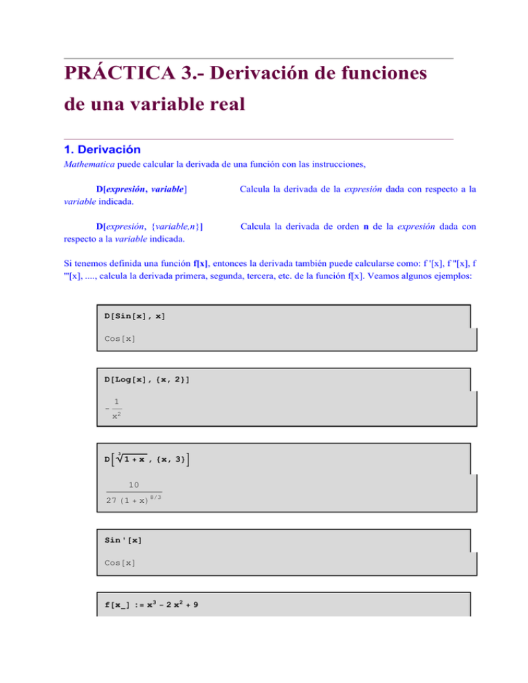 PRÁCTICA 3.- Derivación de funciones de una variable real