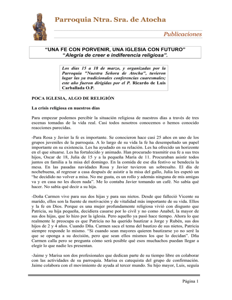 una fe con porvenir, una iglesia con futuro