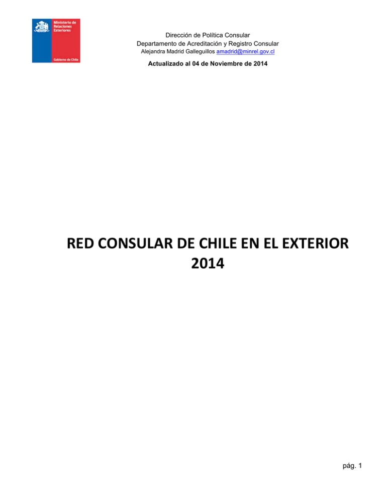 RED CONSULAR DE CHILE EN EL EXTERIOR 2014