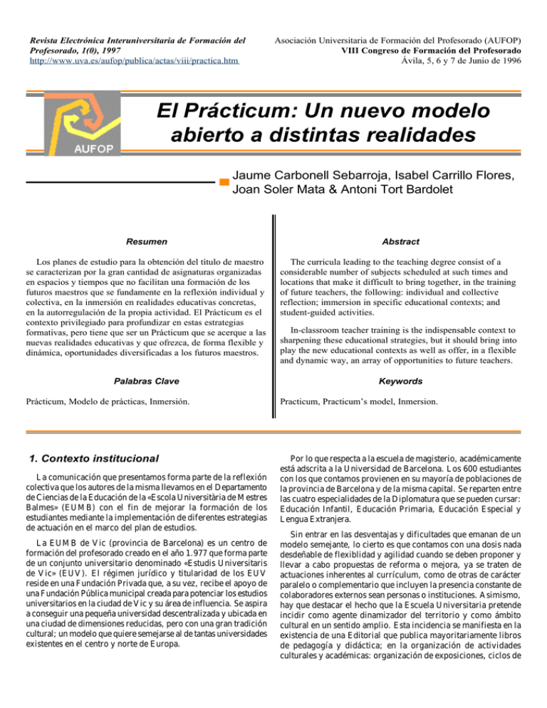 El Prácticum: Un nuevo modelo abierto a distintas realidades