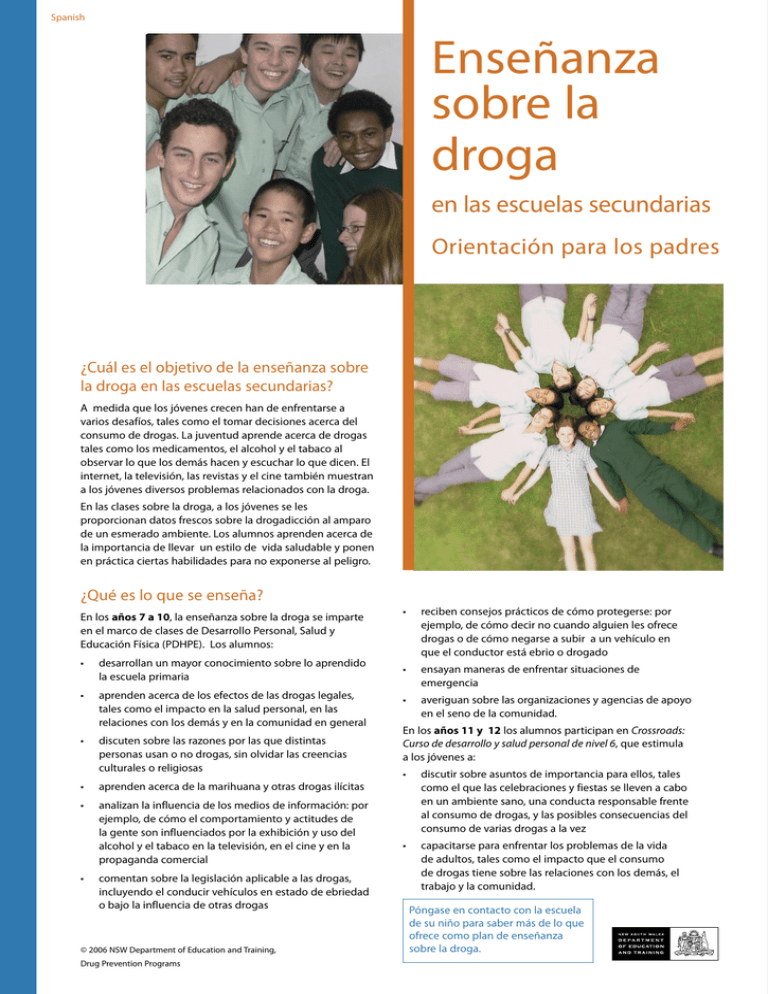 Enseñanza sobre la droga