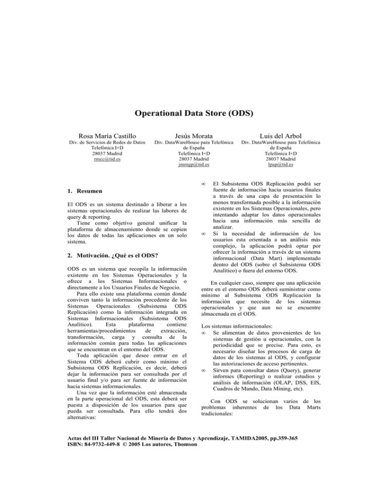 Operational Data Store (ODS)