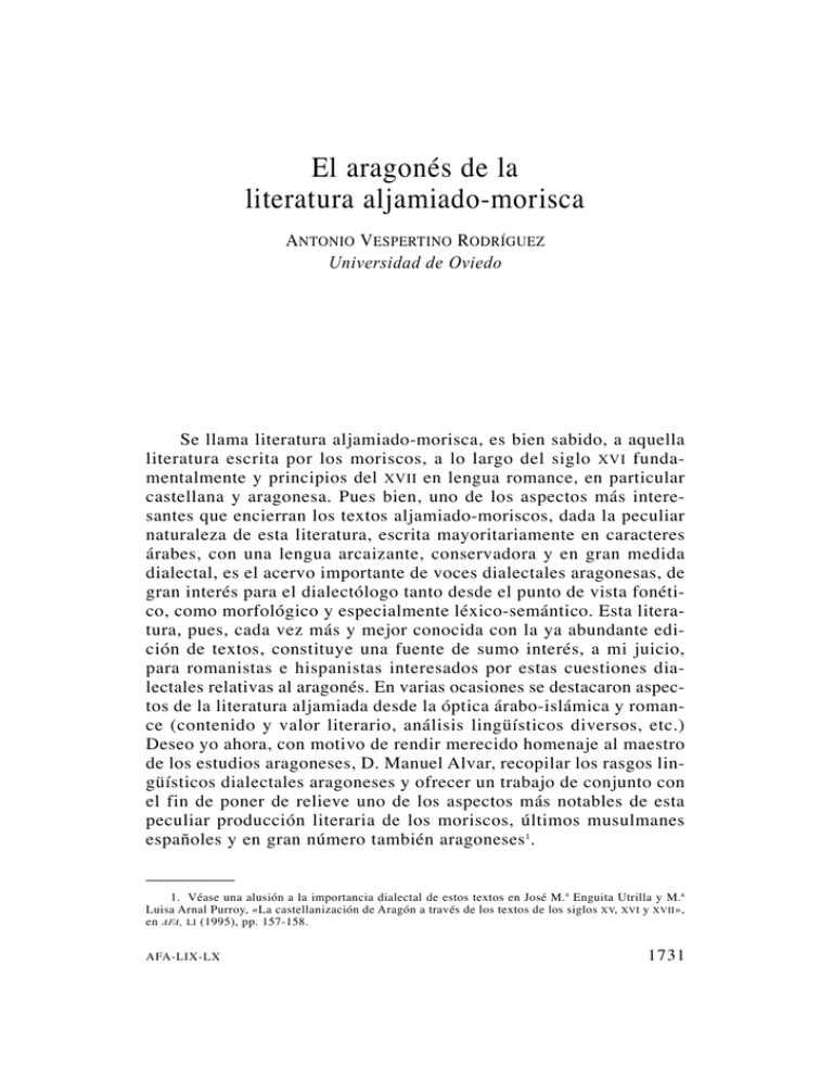 El aragonés de la literatura aljamiado-morisca