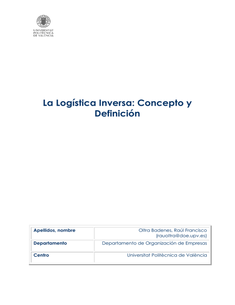 La Logística Inversa: Concepto y Definición