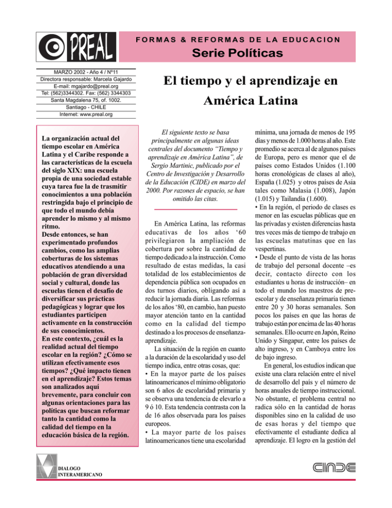 El tiempo y el aprendizaje en América Latina
