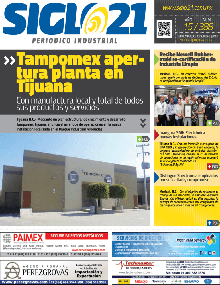 Tampomex aper- tura planta en Tijuana