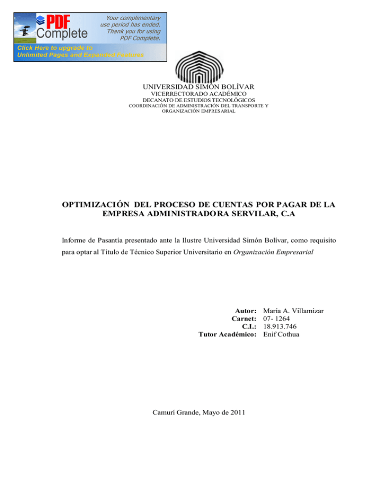 optimización del proceso de cuentas por pagar de la empresa