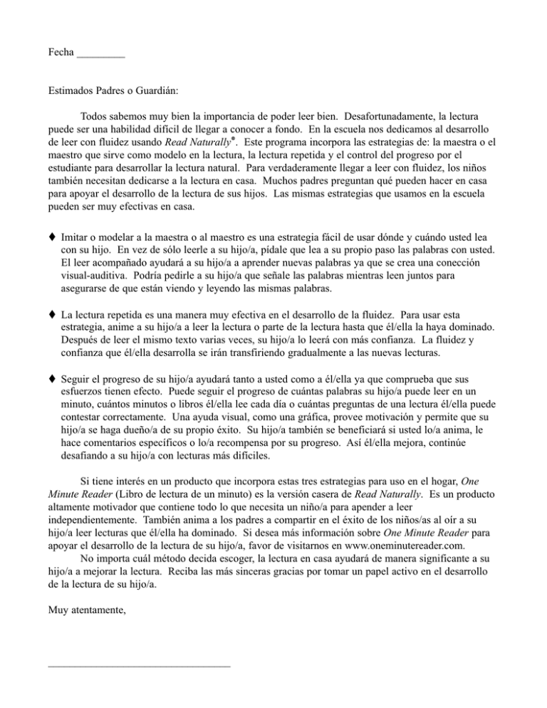 Fluency At Home Letter Spanish