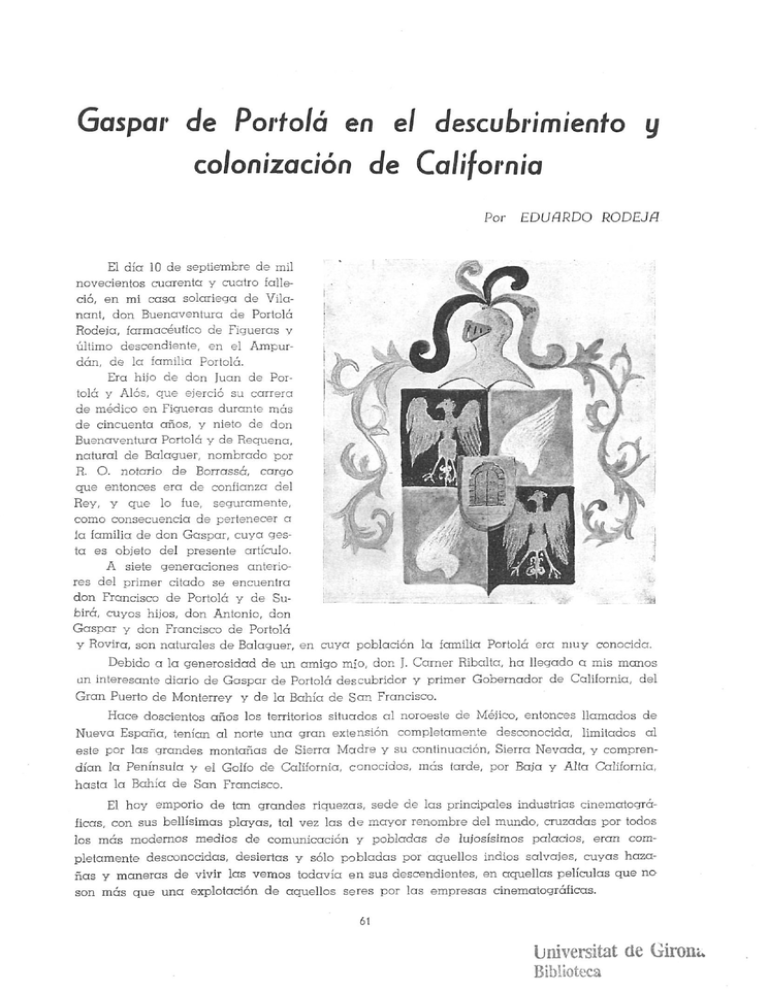 Gaspar de Portoíà en ei descubrimiento y