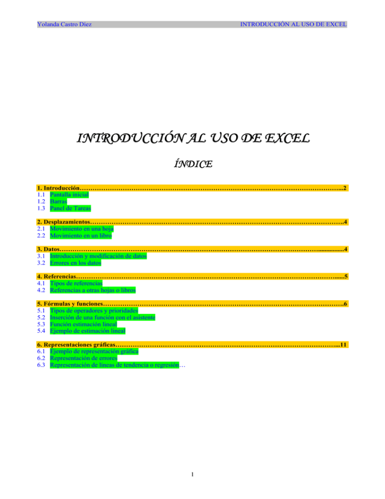 INTRODUCCIÓN AL USO DE EXCEL