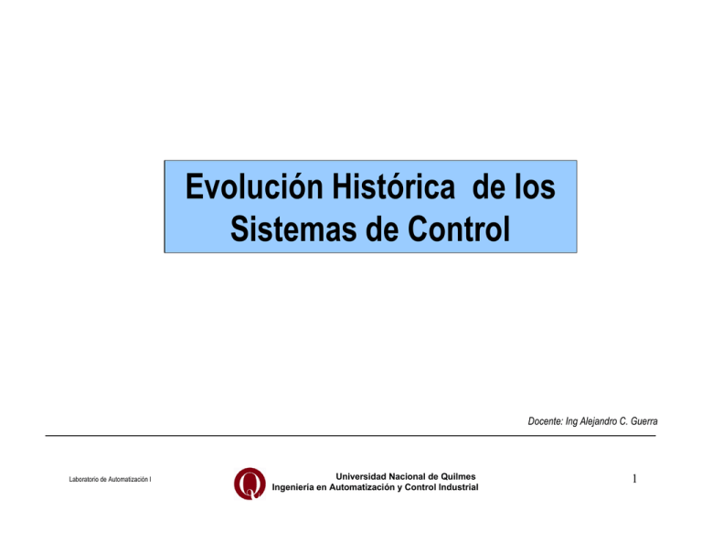Evolución Histórica de los Sistemas de Control