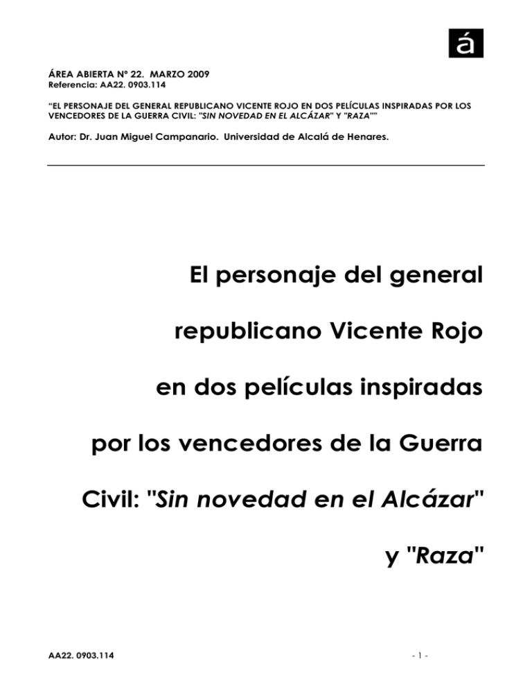 El personaje del general republicano Vicente Rojo en dos películas