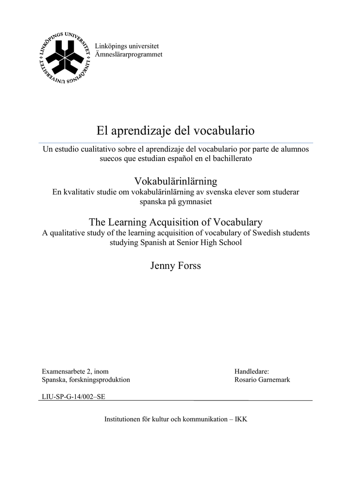 El aprendizaje del vocabulario