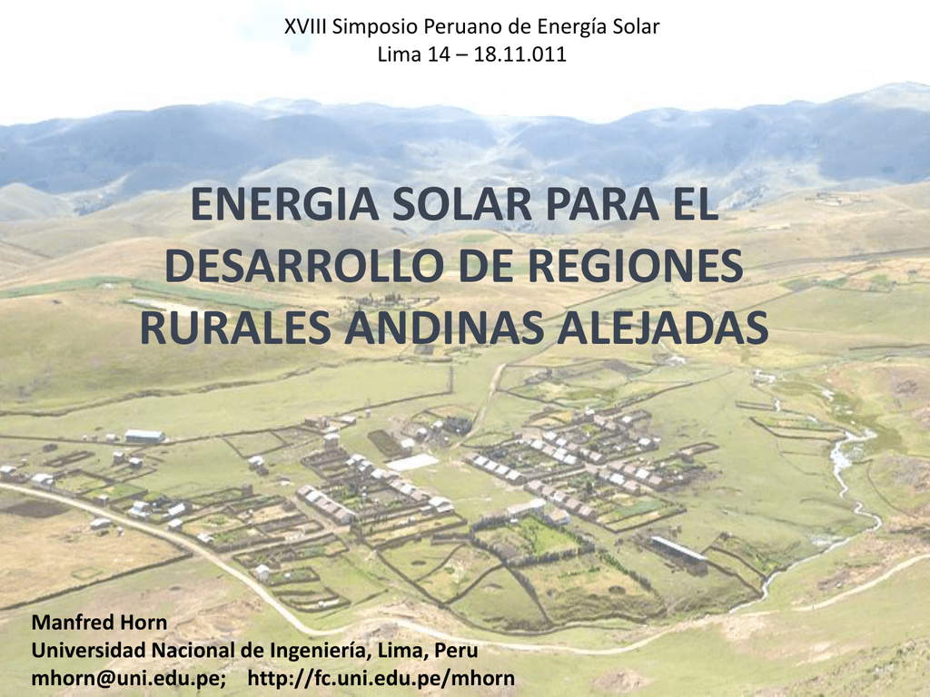 Energía solar para el desarrollo de regiones rurales andinas alejadas