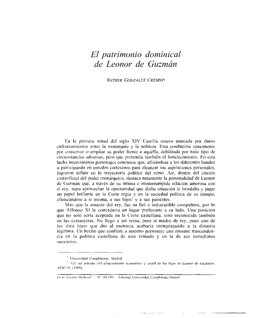 El patrimonio dominical de Leonor de Guzmán