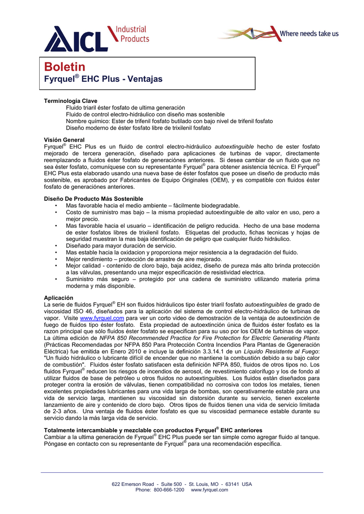 Características y beneficios de Fyrquel ® EHC Plus