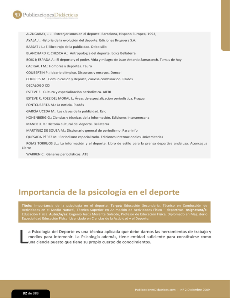 Importancia de la psicología en el deporte