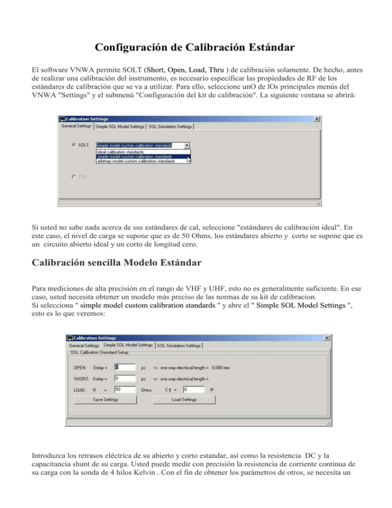 Configuración de Calibración Estándar - SDR-Kits