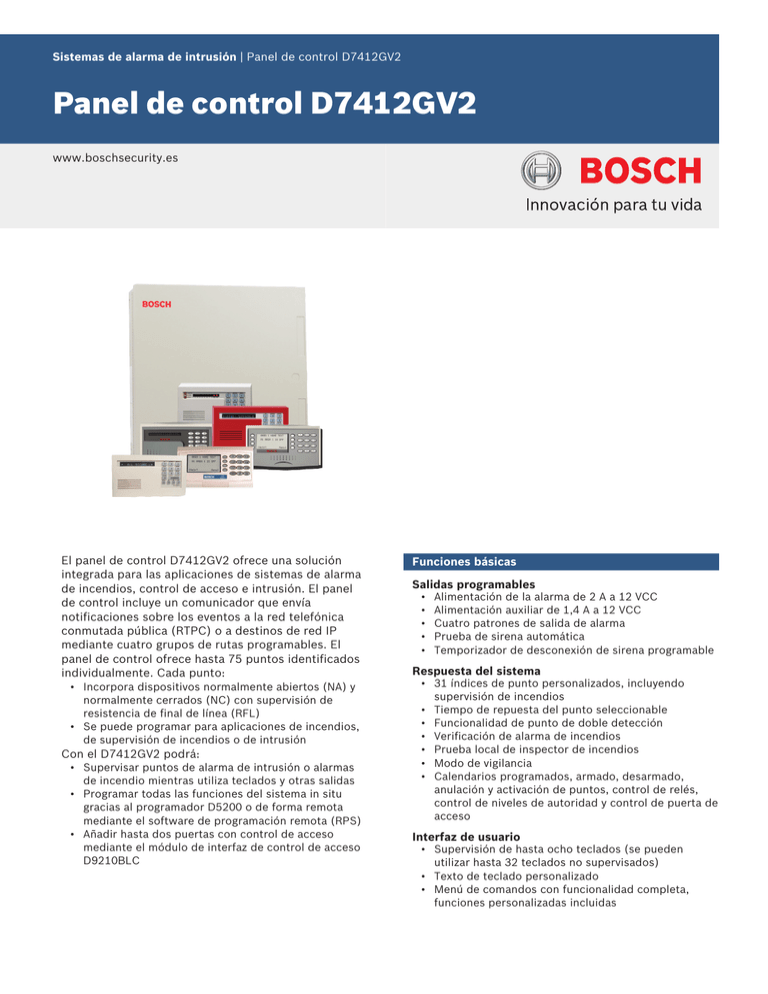 Panel de control D7412GV2