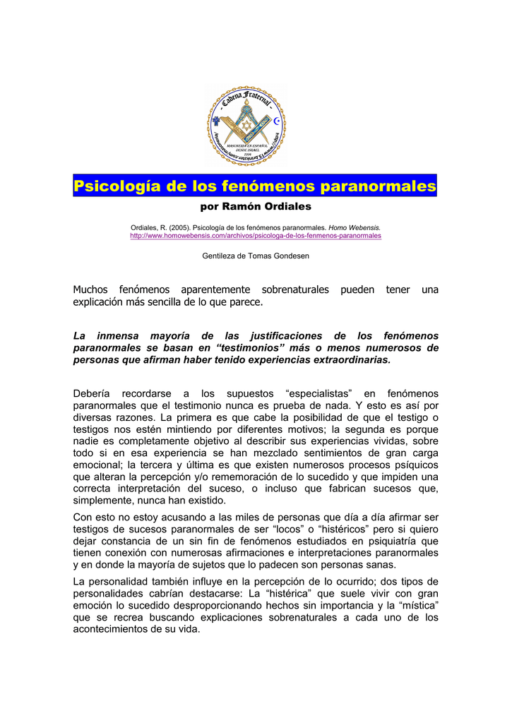 Psicología de los fenómenos paranormales