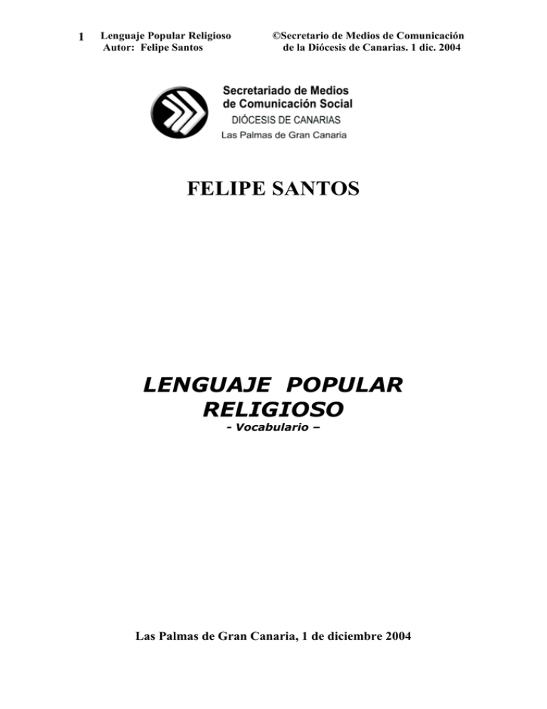 Lenguaje Popular Religioso. Vocabulario