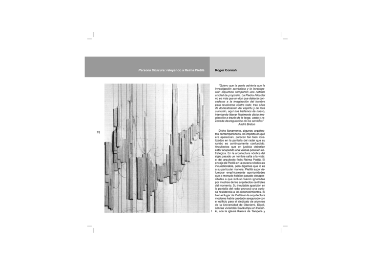 Roger Connah Persona Obscura: releyendo a Reima Pietilä