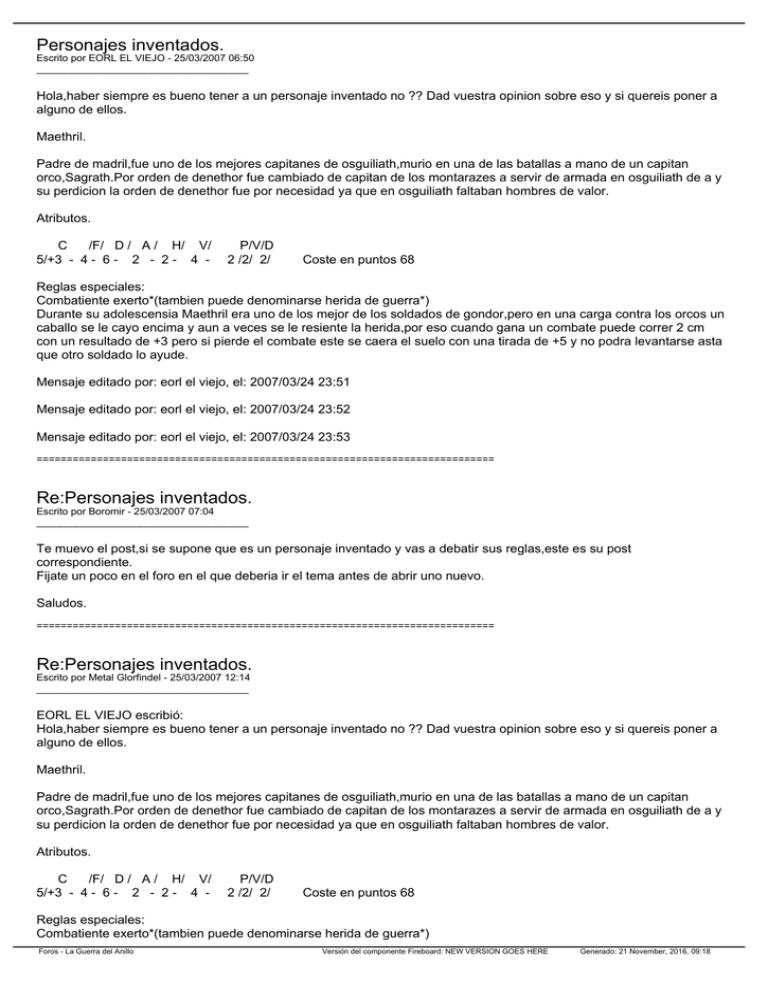 Personajes inventados. Re:Personajes inventados. Re:Personajes