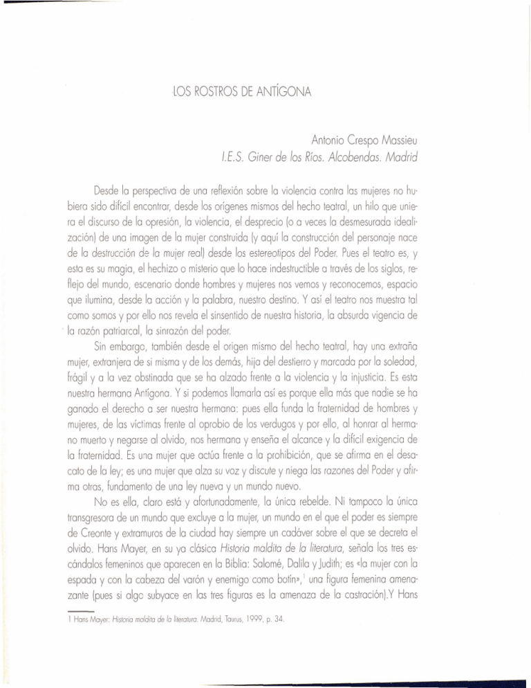 ,LOS ROSTROS DE ANT~GONA