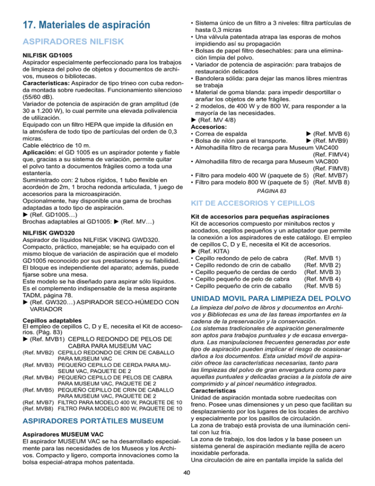 17. Materiales de aspiración