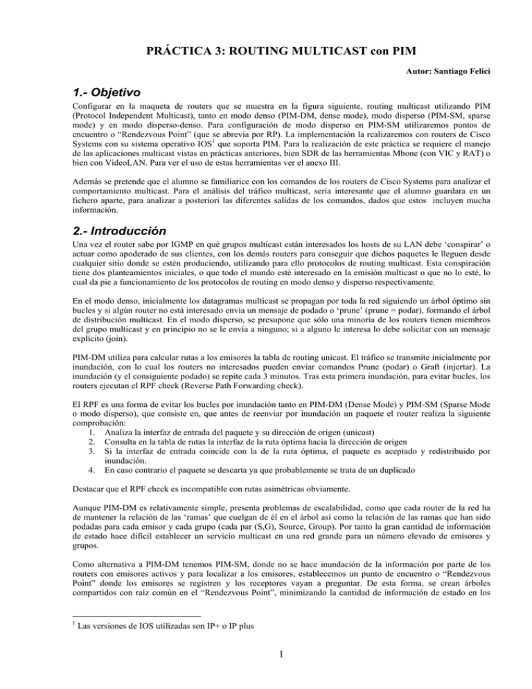 PRÁCTICA 3: ROUTING MULTICAST con PIM 1.