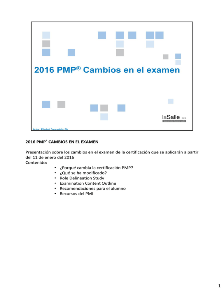 Cambios Certificacion PMP