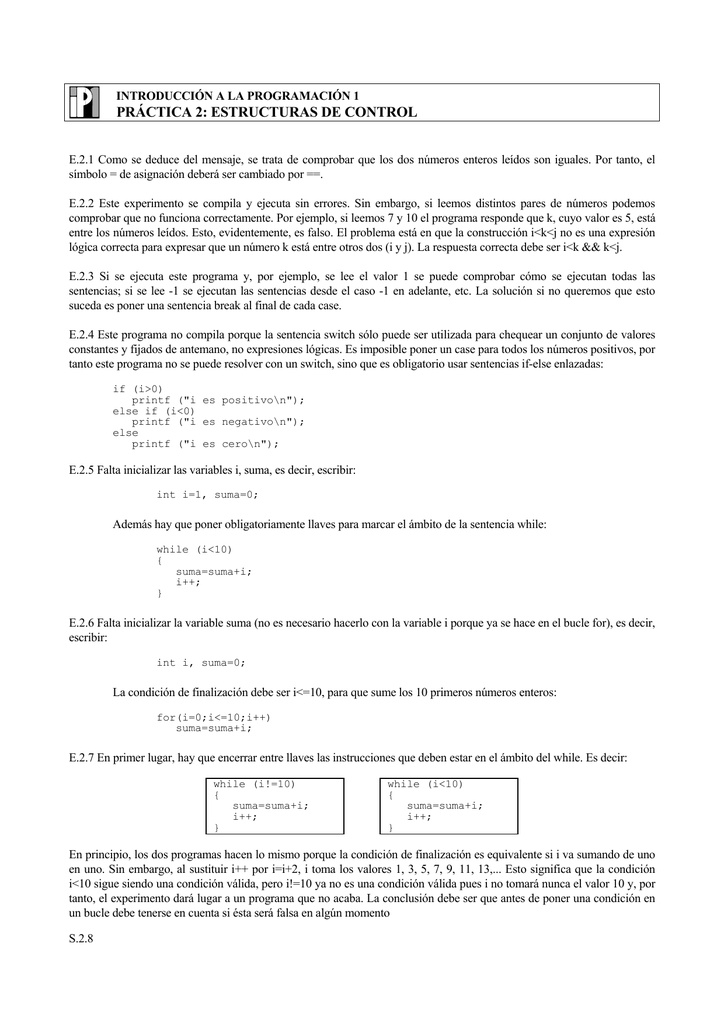 PRÁCTICA 2: ESTRUCTURAS DE CONTROL