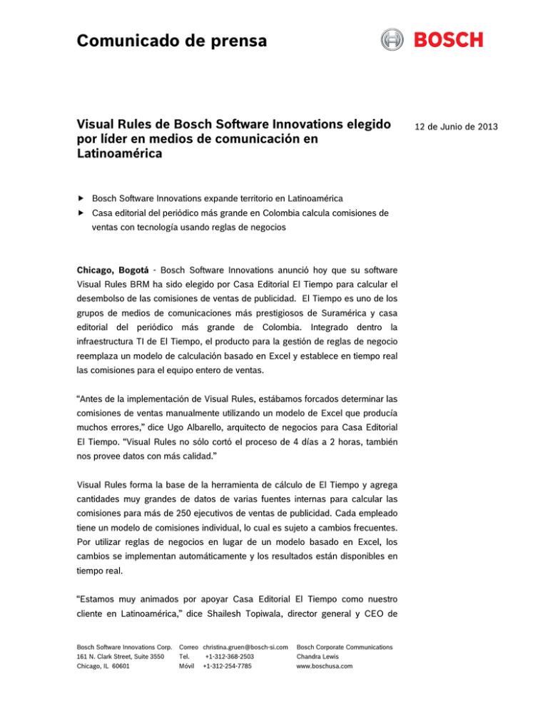 Comunicado de prensa - Bosch Software Innovations