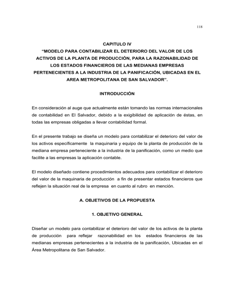 CAPITULO IV “MODELO PARA CONTABILIZAR EL DETERIORO