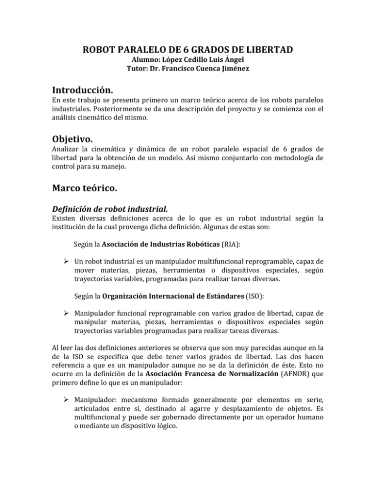 ROBOT PARALELO DE 6 GRADOS DE LIBERTAD