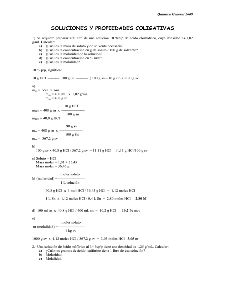 SOLUCIONES Y PROPIEDADES COLIGATIVAS