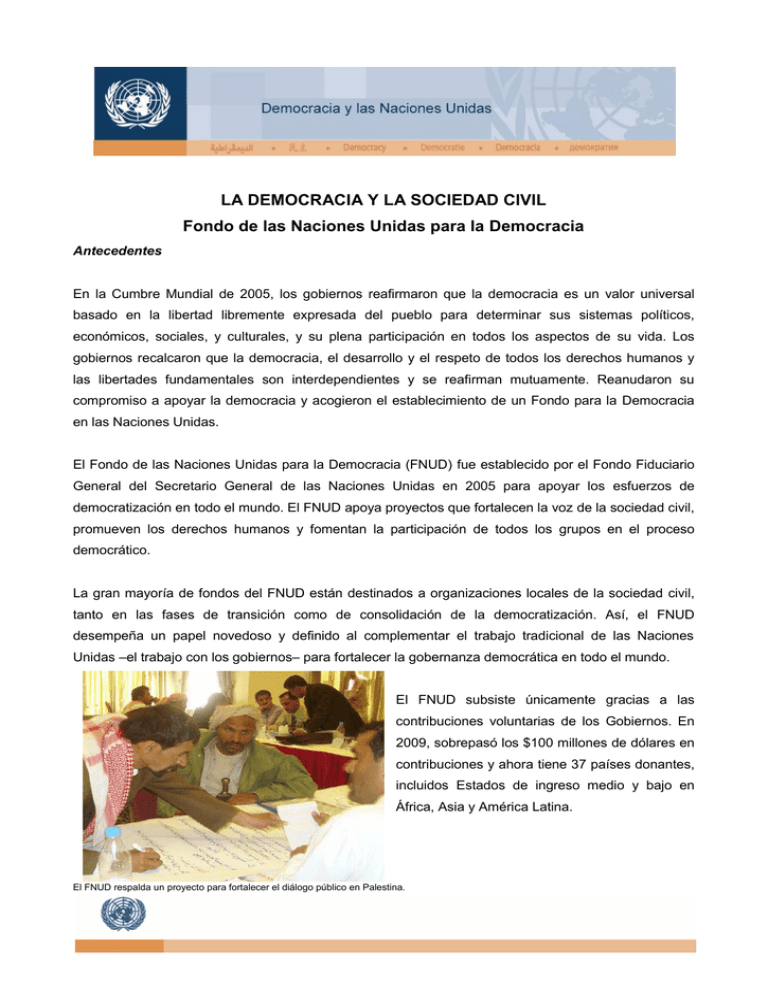 La Democracia Y La Sociedad Civil Fondo De Las Naciones