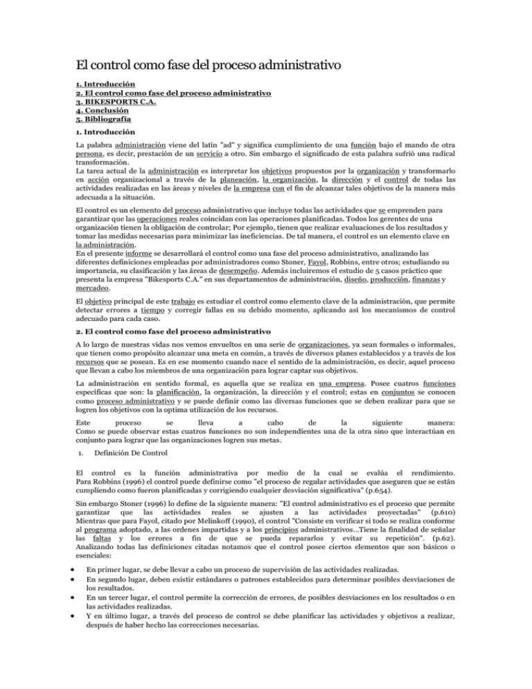 El control como fase del proceso administrativo